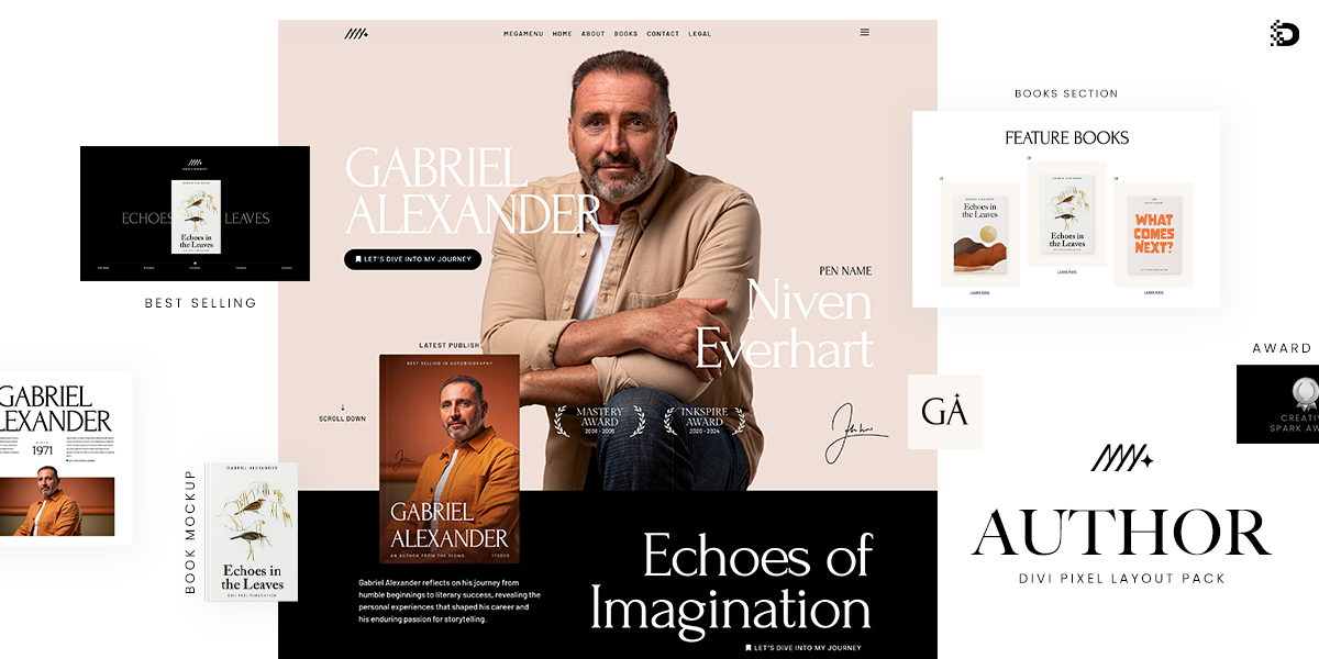 Author FREE Divi Pixel Layout Pack