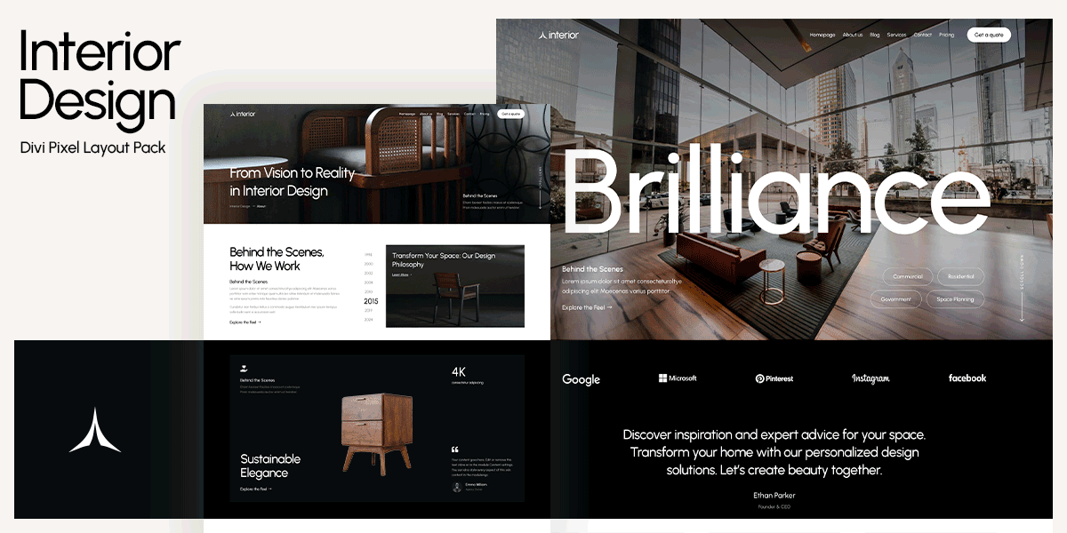 Interior Design FREE Divi Pixel Layout Pack