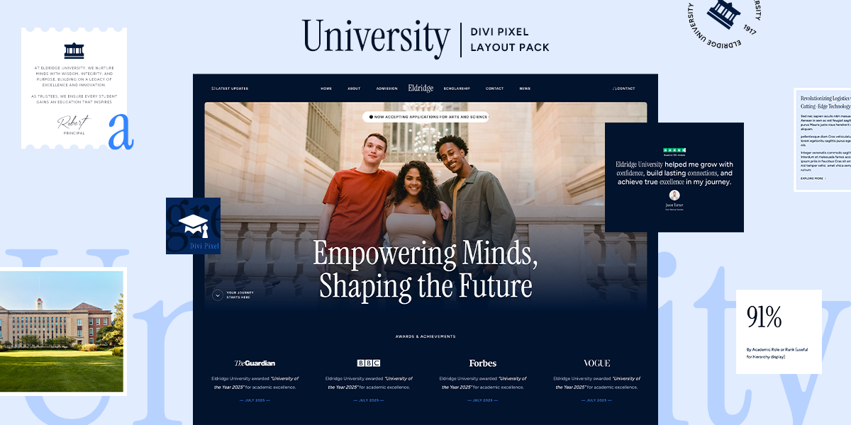 FREE Divi Pixel Layout Pack for Universities and Educational Websites
